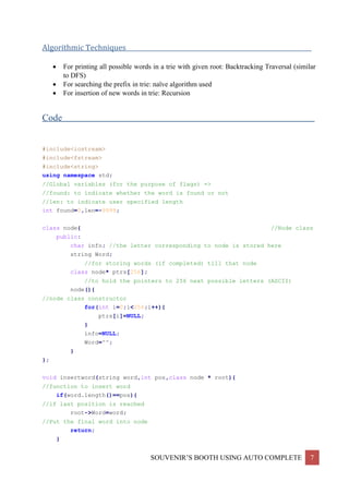 Souvenir's Booth - Algorithm Design and Analysis Project Project Report ...