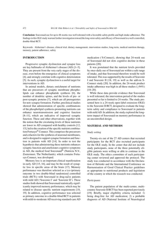 Tolerability and Safety of Souvenaid in Patients with Mild Alzheimer’s Disease: Results of Multi ...
