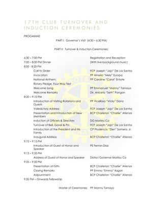 17th Handover and Induction Ceremonnies Souvenir Program | PDF