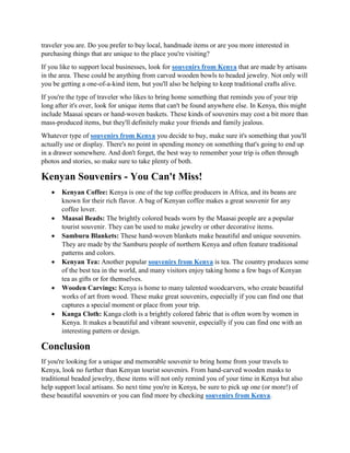 souvenirs from Kenya | DOCX | Africa Travel | Travel Locations