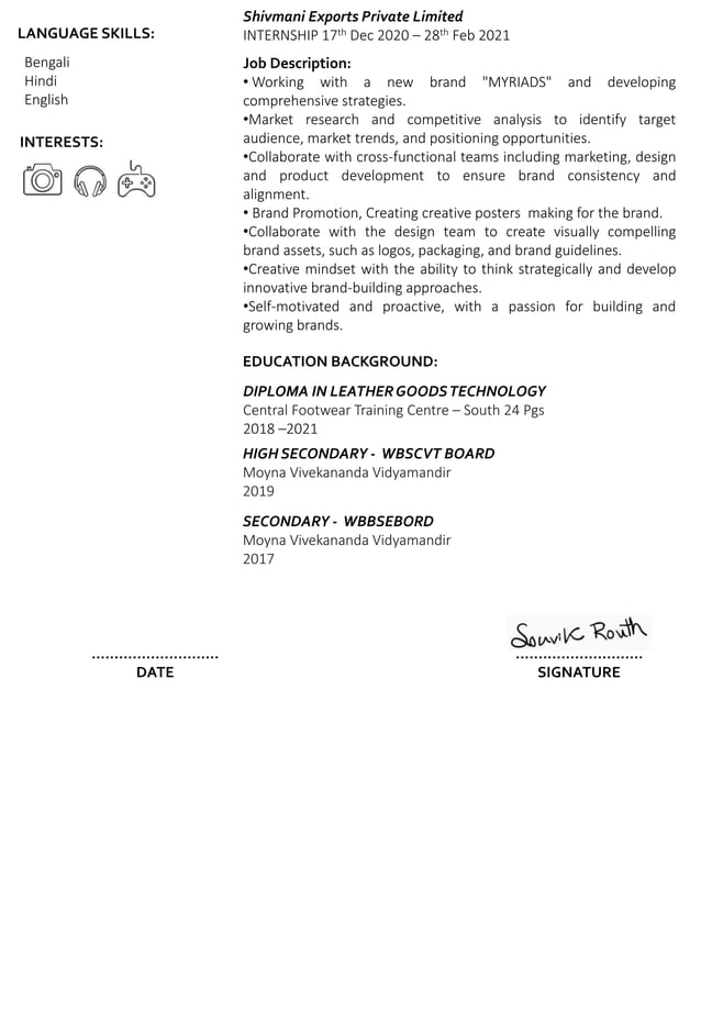 SOUVIK ROUTH CV 2023.pdf | Business | Business and Finance