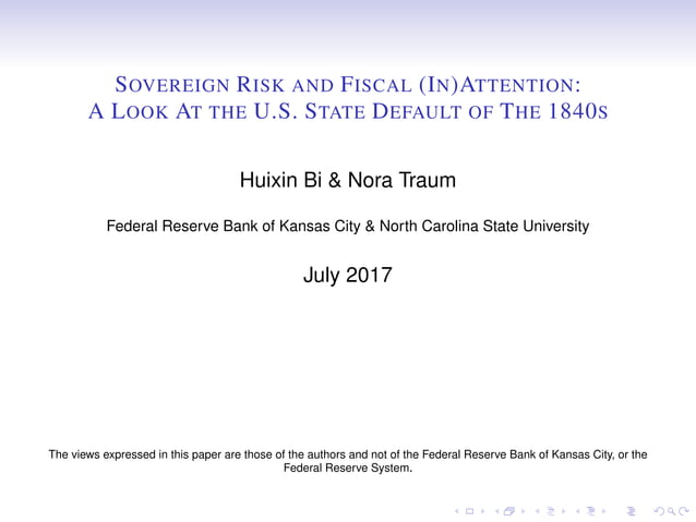 Sovereign risk and fiscal (in)attention a look at the US State default ...