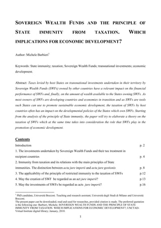 Sovereign wealth funds and the principle of state immunity from ...