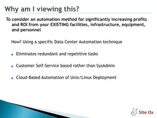 Automated Deployment of Unix / Linux Systems using SOVM - Technical Overview | PPT