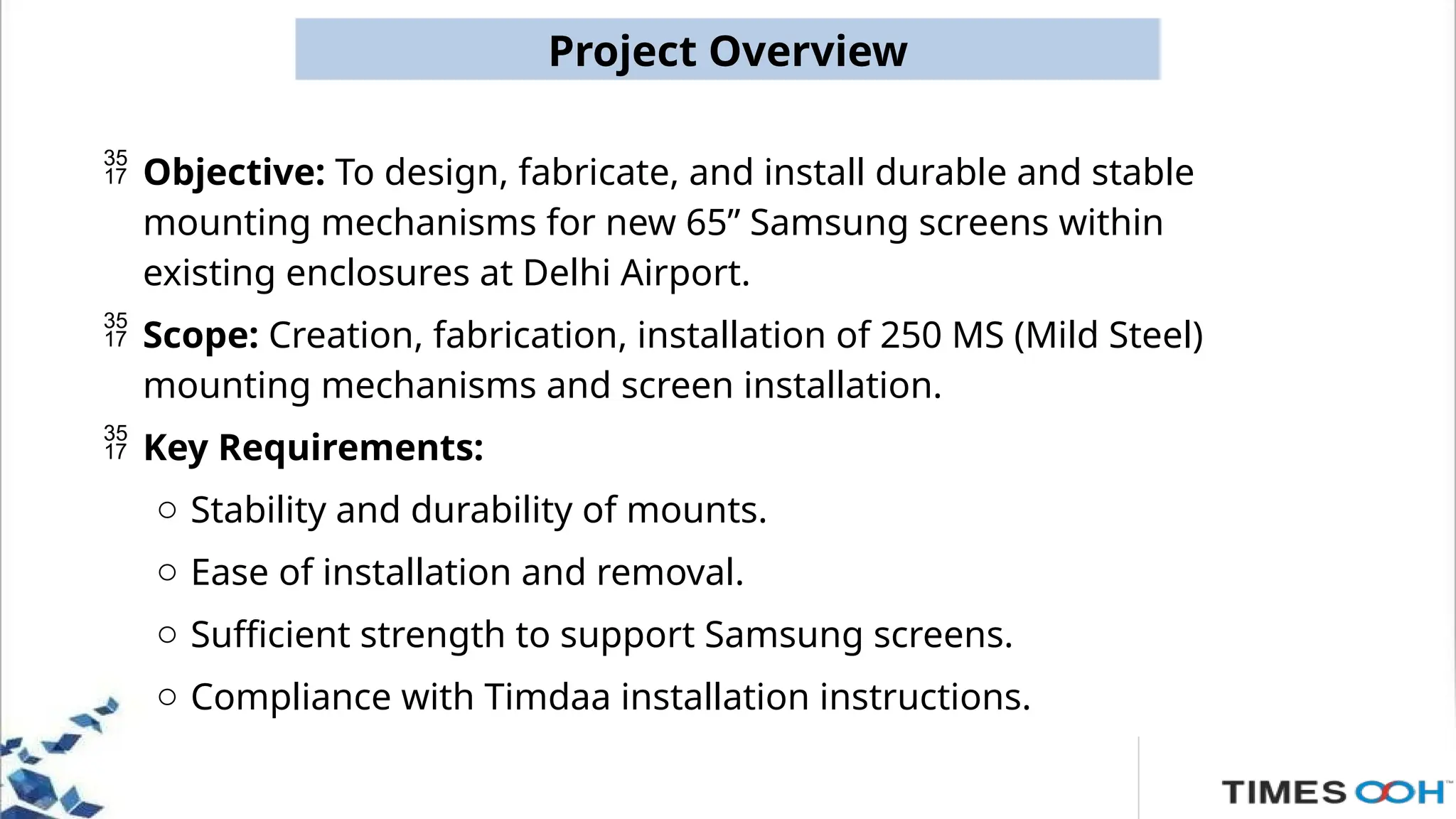 SOW - Mounting Mechanism for 65 inches Screen - Terminal 3.pptx
