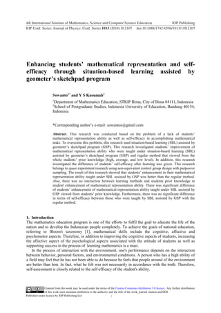 Enhancing students’ mathematical representation and selfefficacy ...