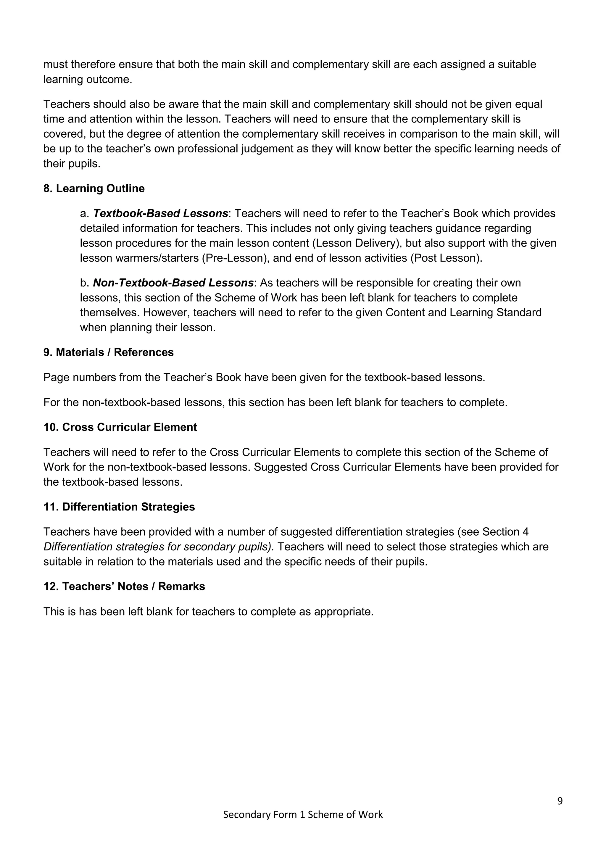 Scheme of Work form 1 | PDF