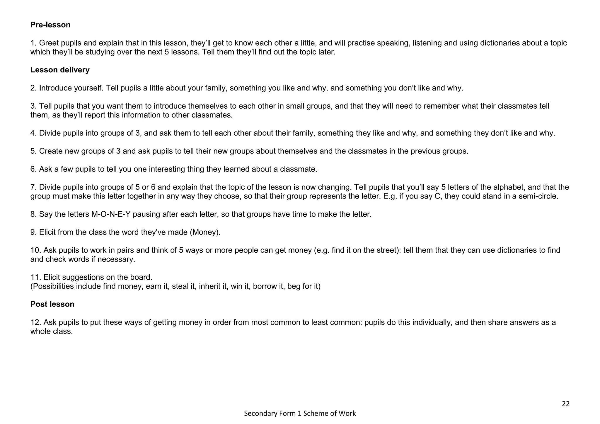 Scheme of Work form 1 | PDF