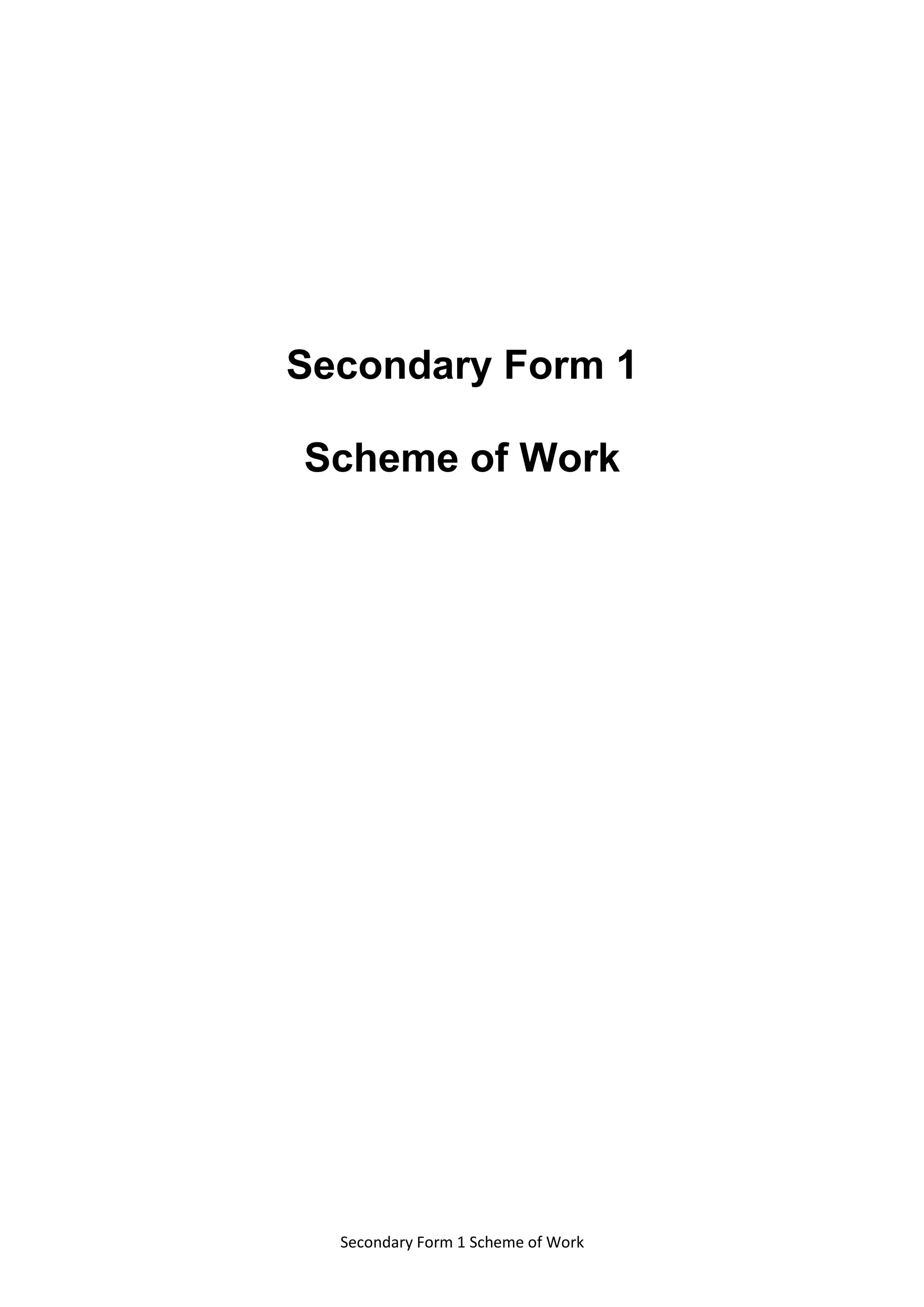English Schemes of Work for Form 1 KSSM 2024 | PDF