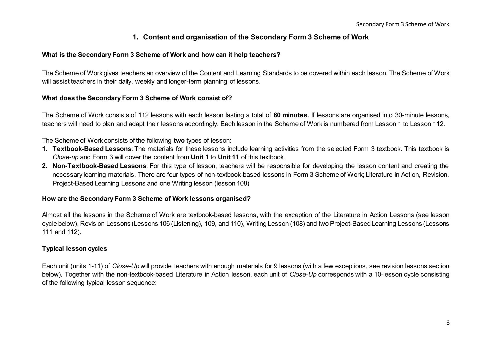 SCHEME OF WORK for FORM 3 ENGLISH | PDF