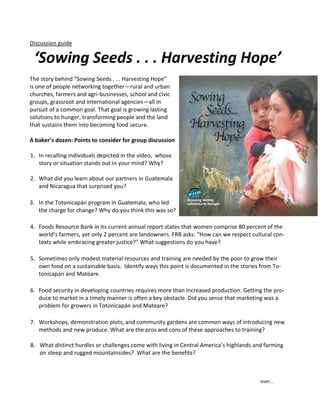 Sowing Seeds, Harvesting Hope - Discussion Guide | PDF