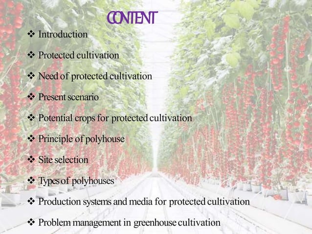 Protected Cultivation of Vegetable crops | PPTX | Agriculture | Industries