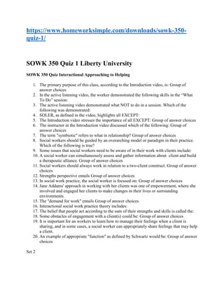 SOWK 350 Quiz 1 Liberty University Homeworksimple.com