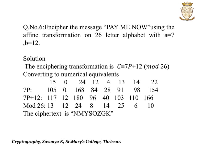 Mathematics:Cryptography | PPTX
