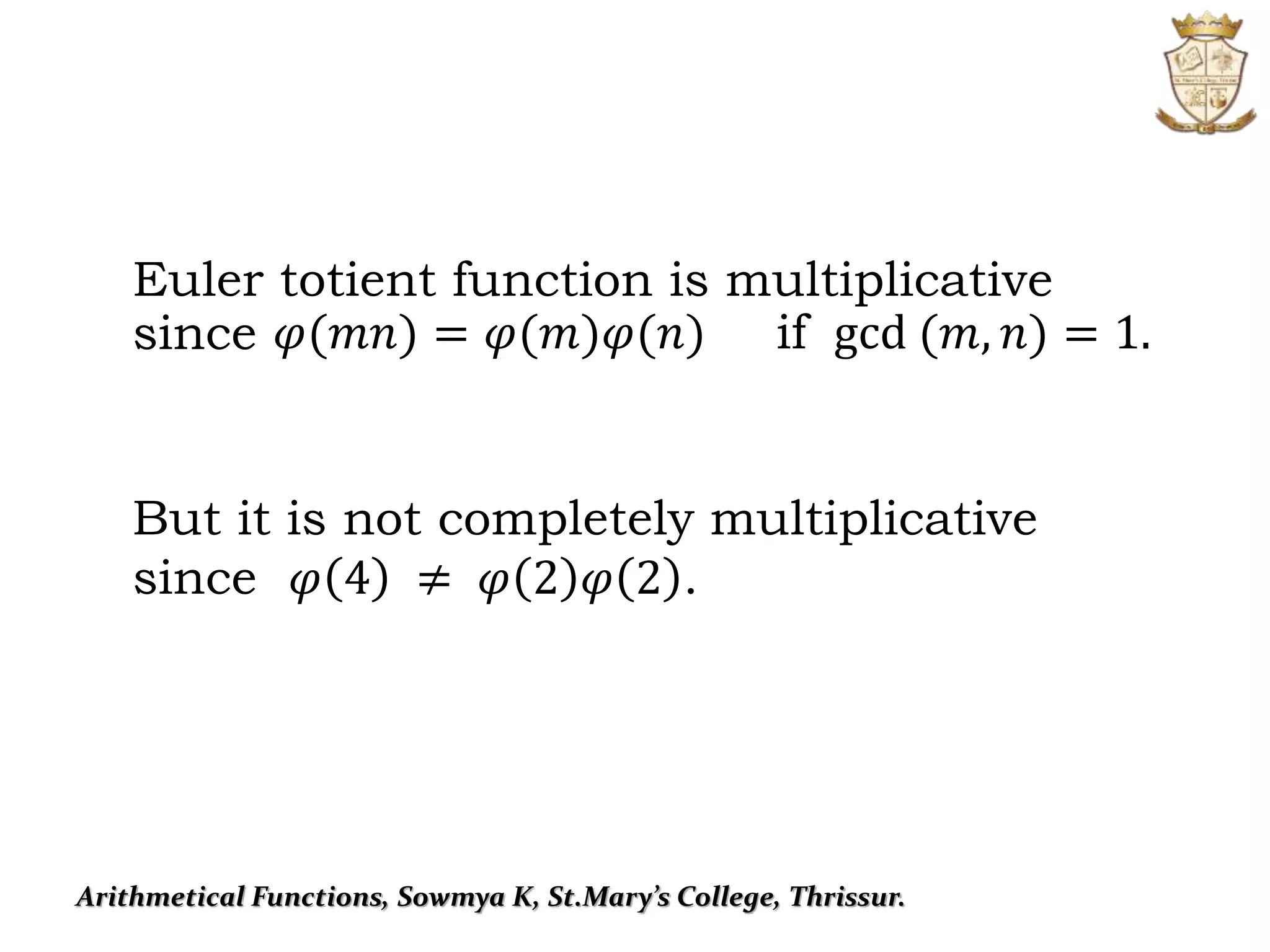 Mathematics:Arithmetical Functions | PPTX