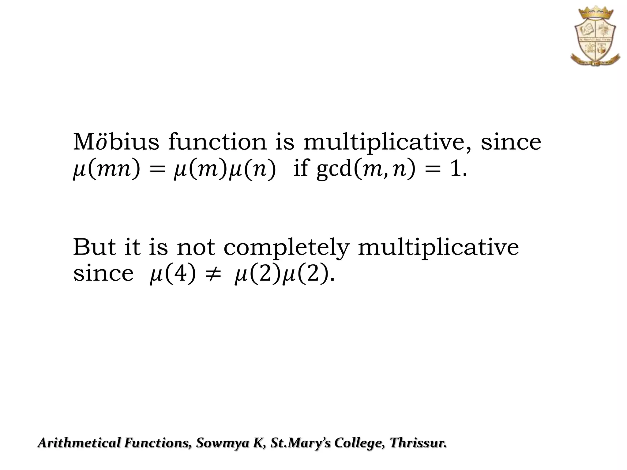 Mathematics:Arithmetical Functions | PPTX