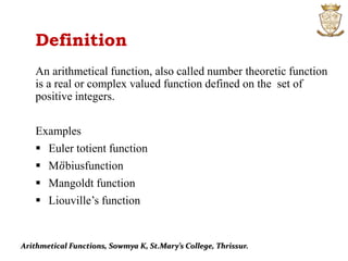 Mathematics:Arithmetical Functions | PPT