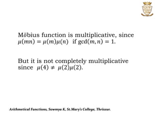 Mathematics:Arithmetical Functions | PPTX