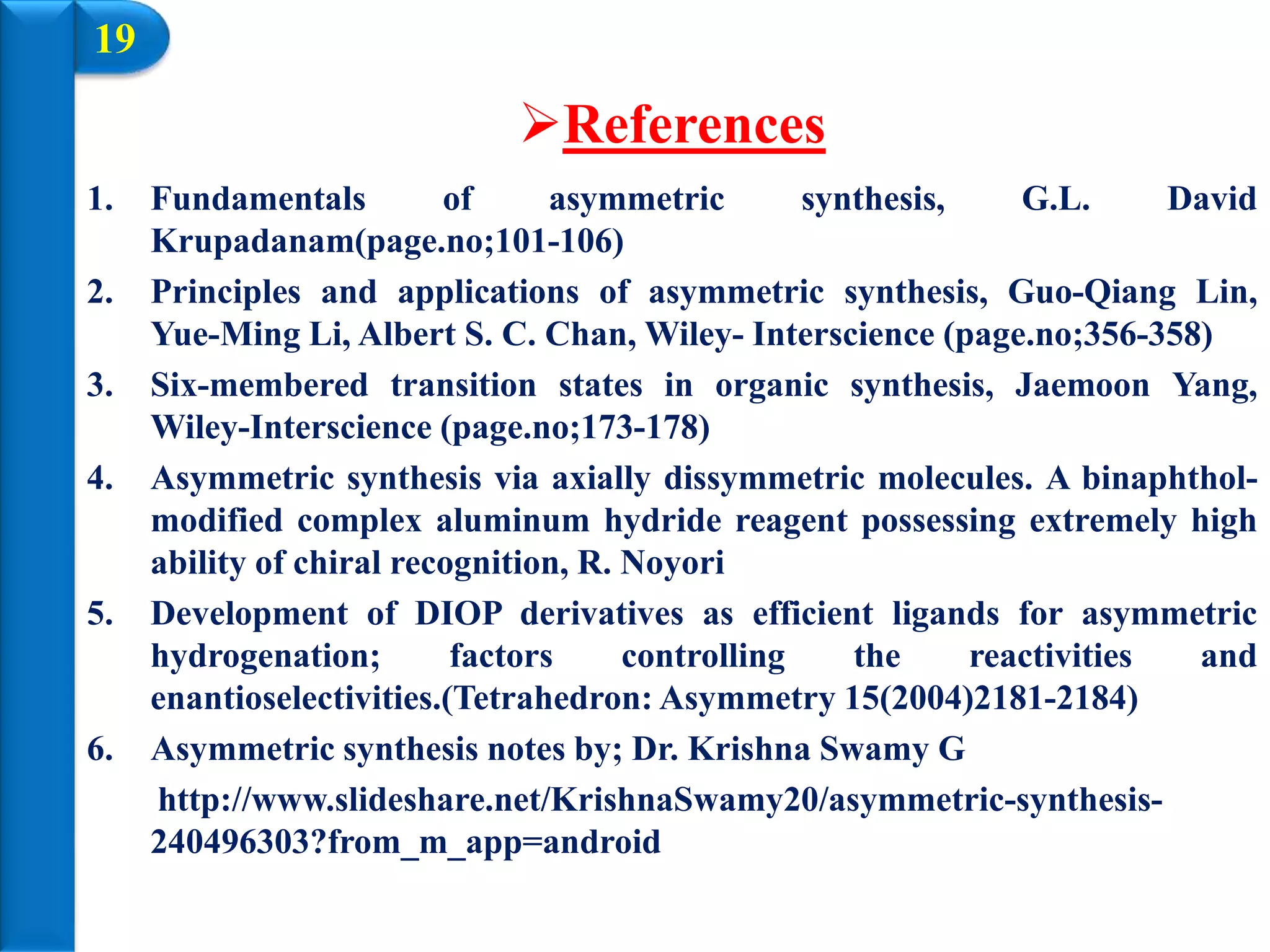 Reduction with (S)-BINAL-H and (R,R)-DIOP | PPTX