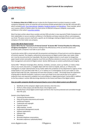 The relevance of Digital content in SOX compliance | PDF