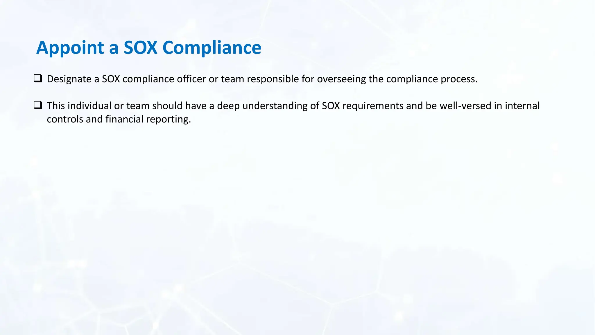 SOX Compliance Checklist Steps for Implementation | PPT