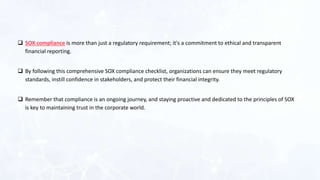 SOX Compliance Checklist Steps for Implementation | PPT