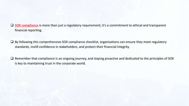 SOX Compliance Checklist Steps for Implementation | PPT