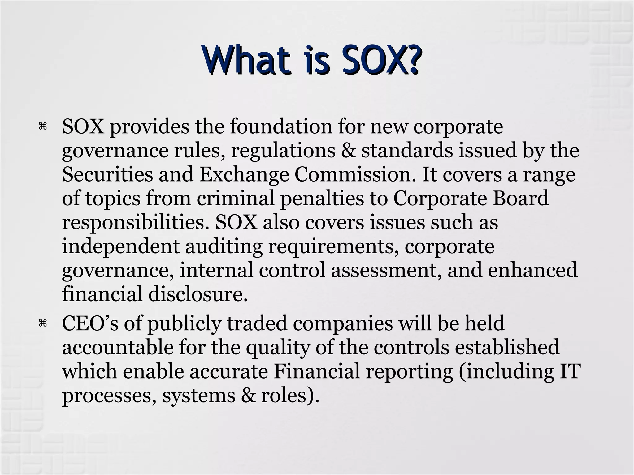 Sox Compliance Presentation | PPT