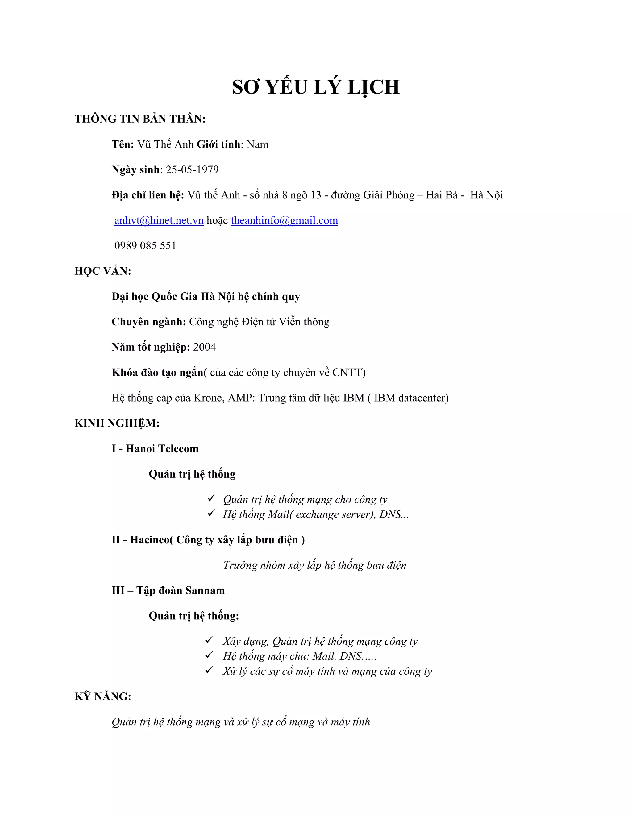 So yeu ly lich | PDF