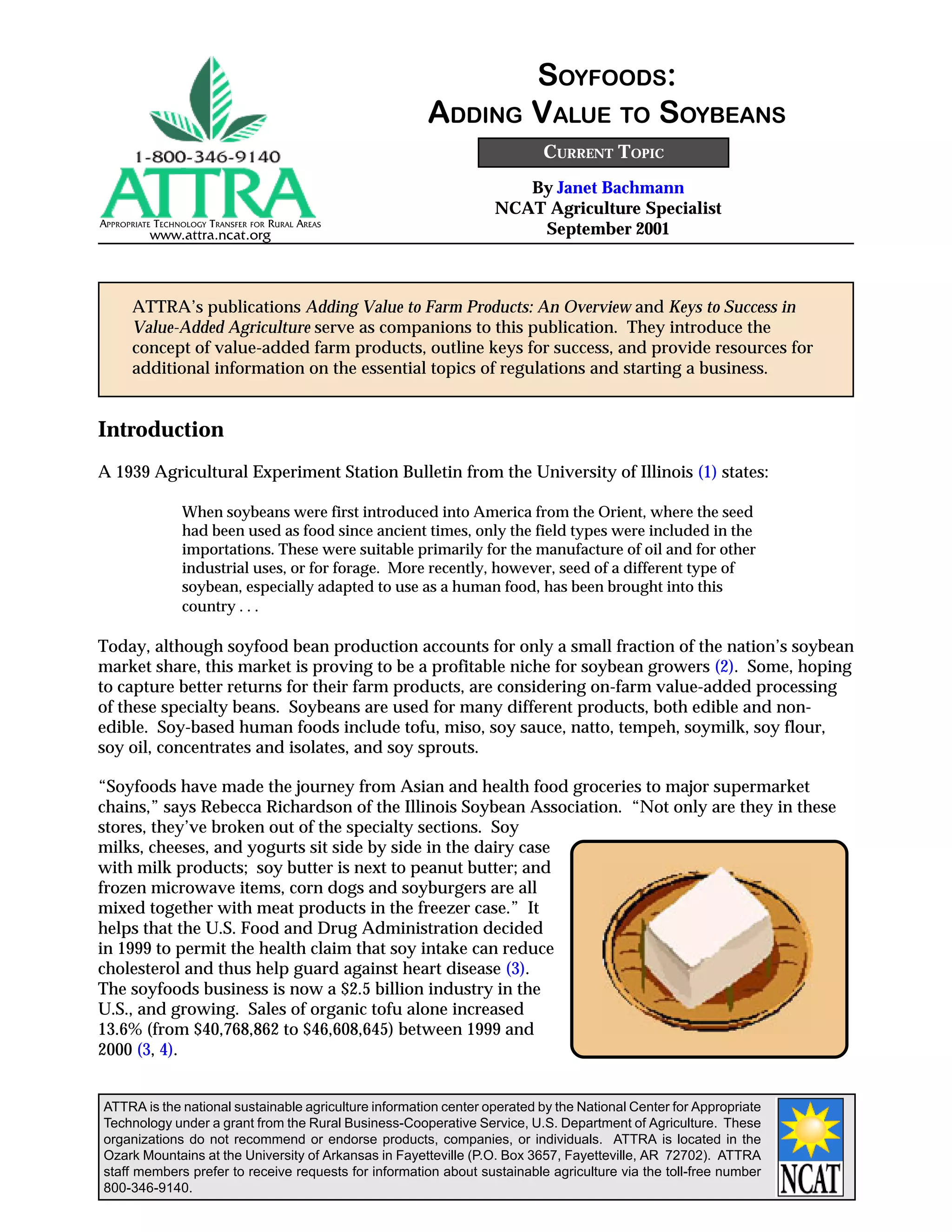 Soyfoods: Adding Value to Soybeans | PDF