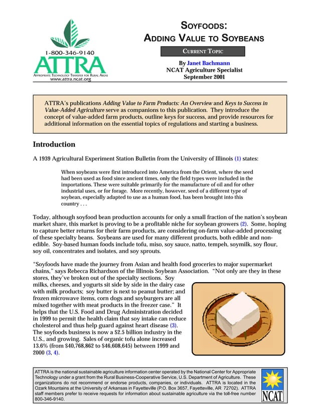 Soyfoods: Adding Value to Soybeans | PDF