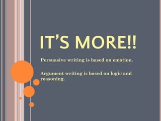 So you think you can argue? All About writing an Argument! | PPT