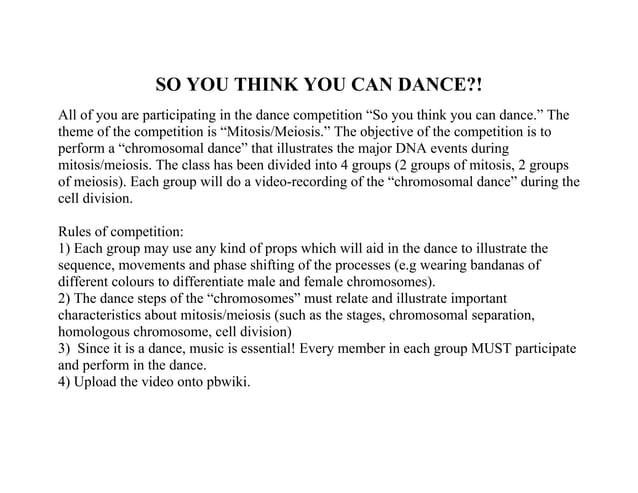 So you think you can dance instructional sheet | PPT