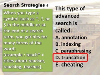 So you think you know 1 search strategies | PPTX