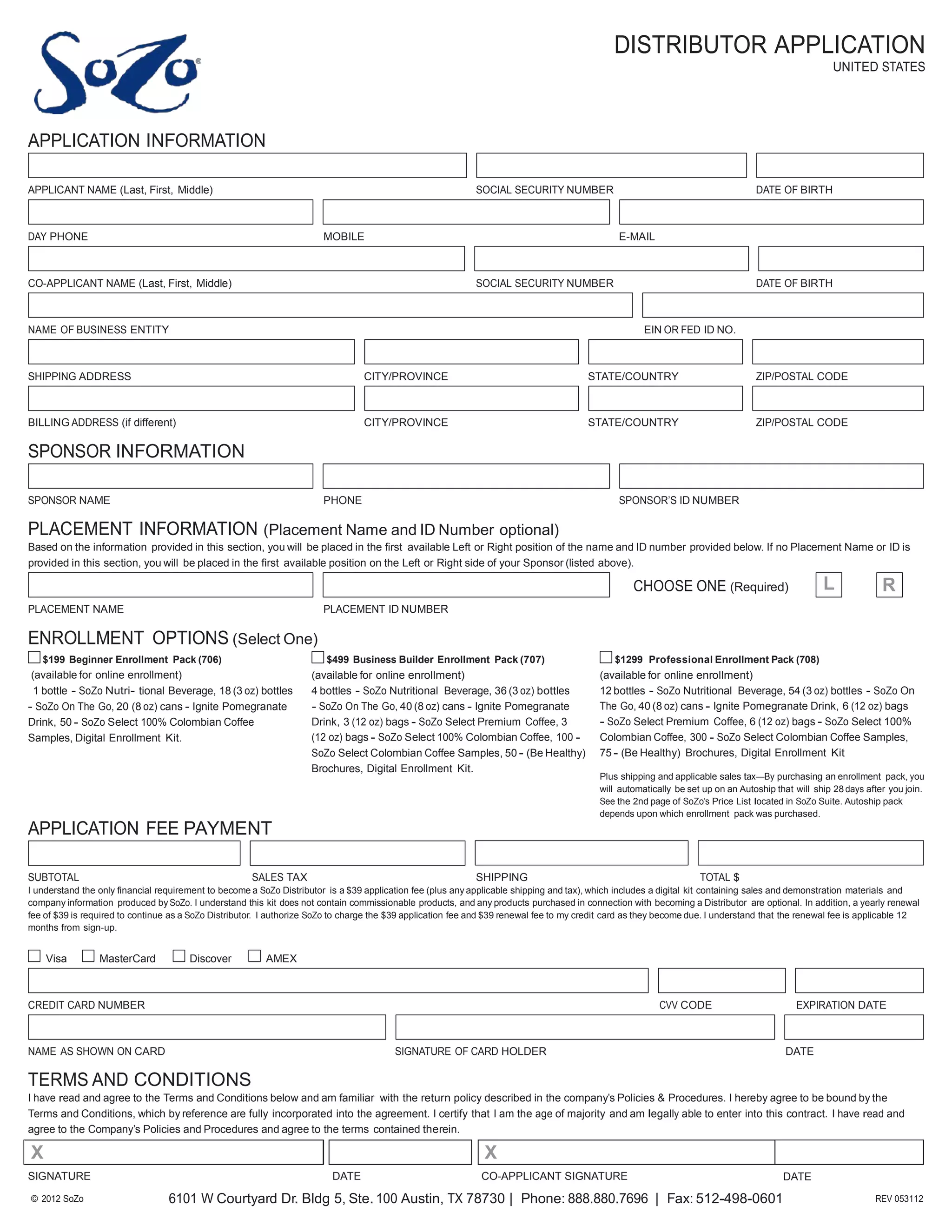 Sozo distributor-application | PDF