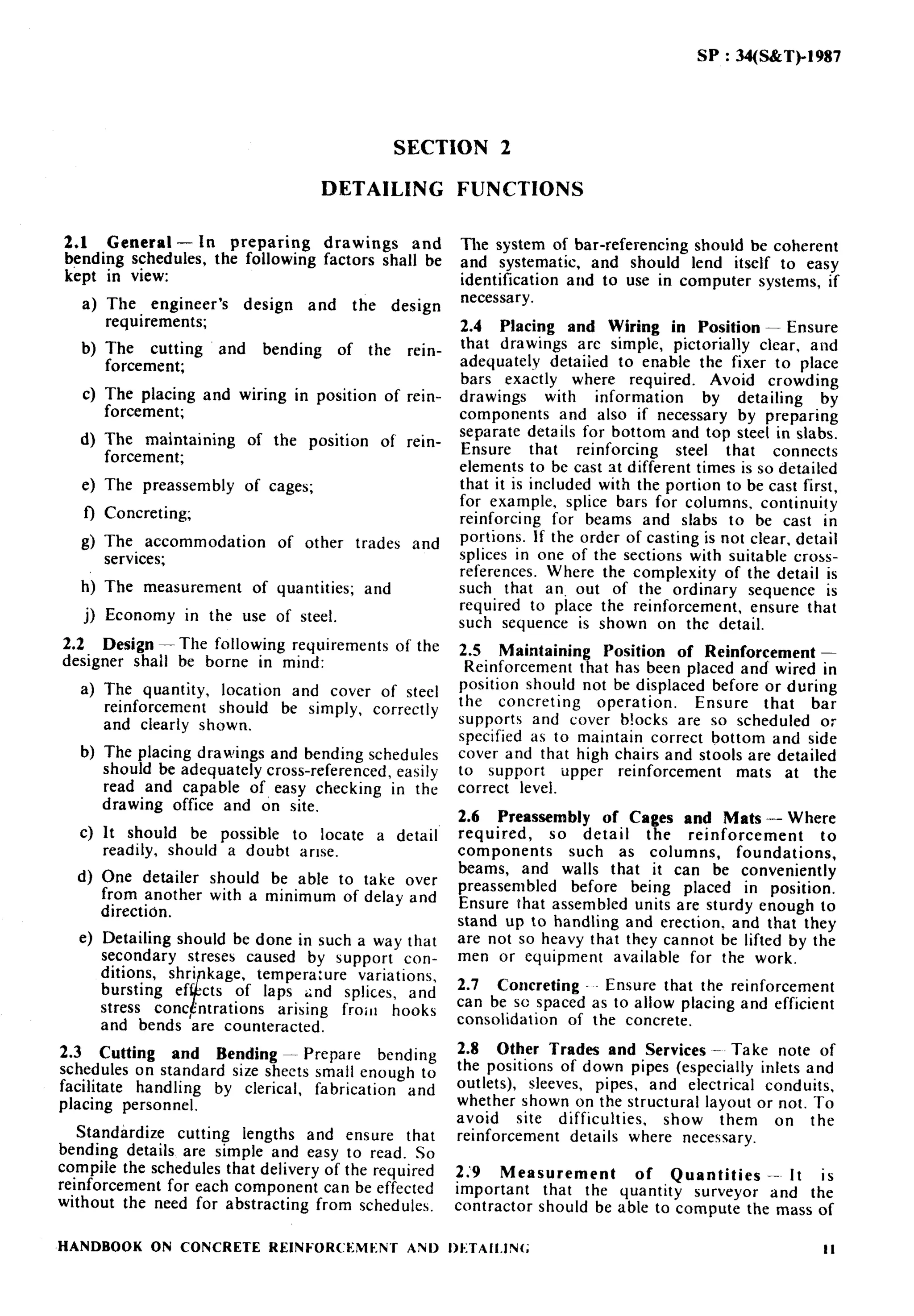 Sp 34-1987 handbook on reinforcement and detailing | PDF