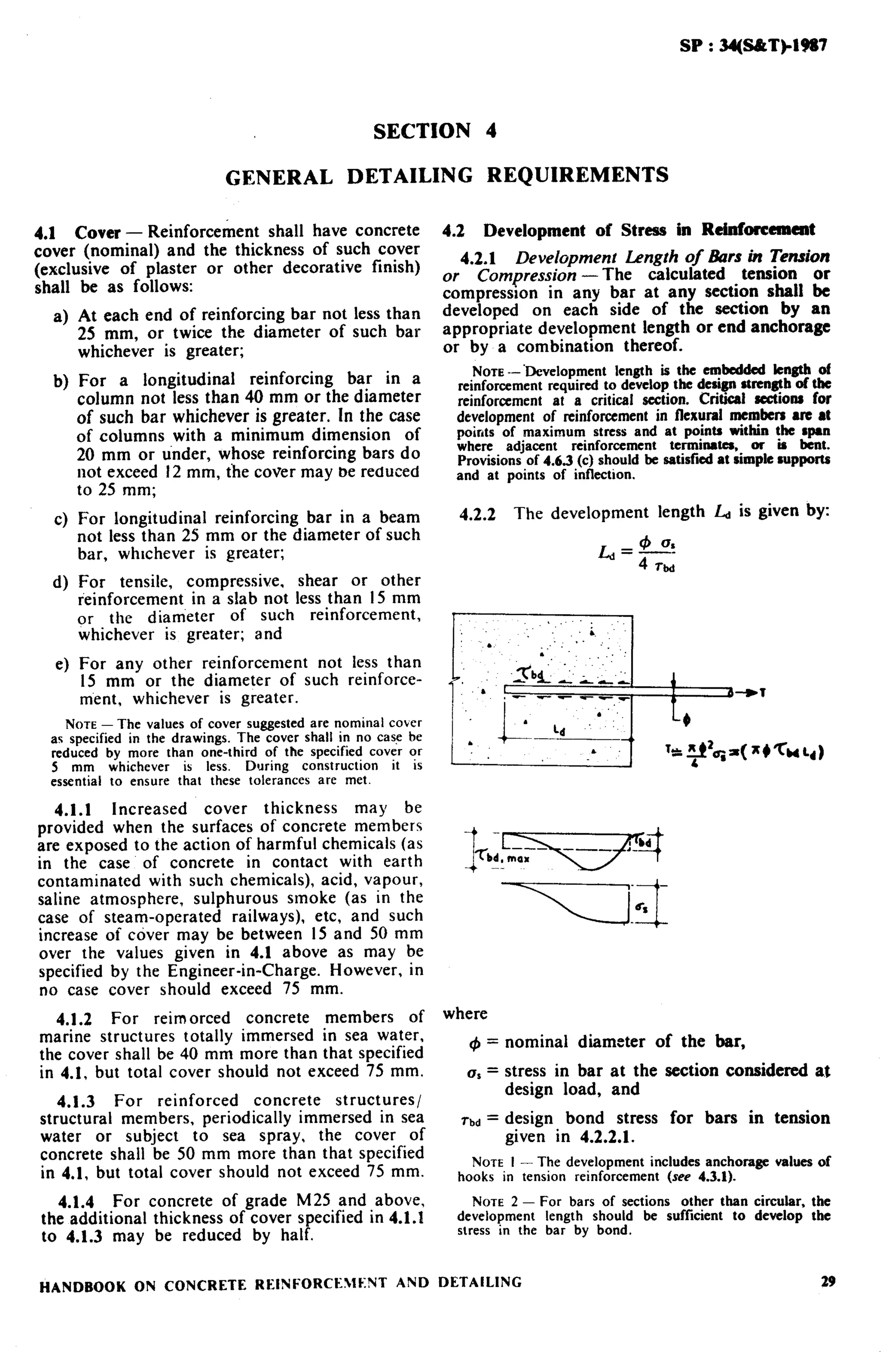 Sp 34-1987 handbook on reinforcement and detailing | PDF