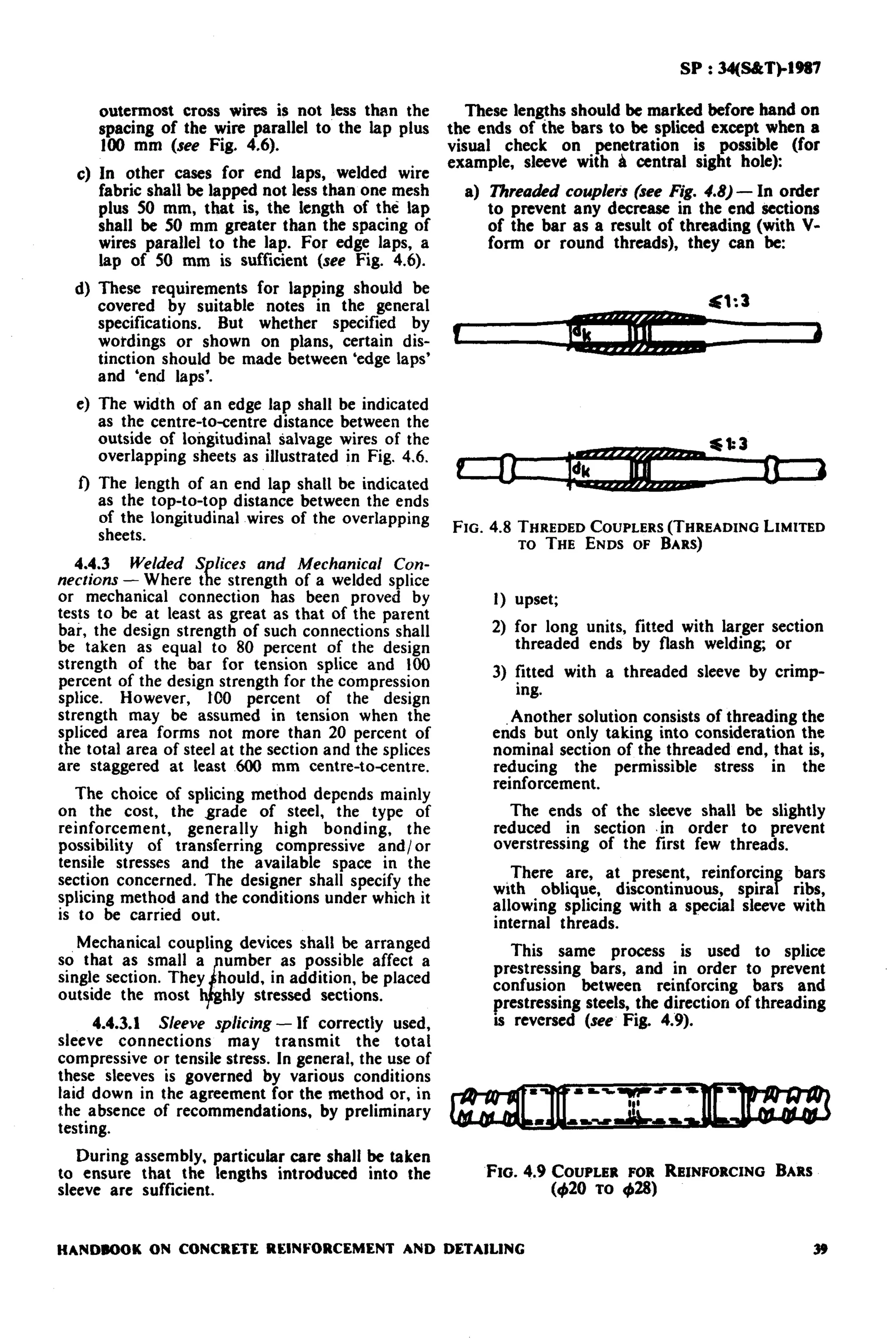 Sp 34-1987 handbook on reinforcement and detailing | PDF
