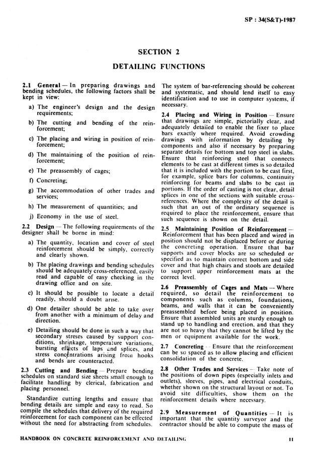 Sp 34-1987 handbook on reinforcement and detailing | PDF