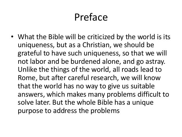 the only of the only, Biblical Uniqueness, Multi-Purpose of World ...