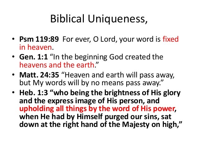 the only of the only, Biblical Uniqueness, Multi-Purpose of World ...