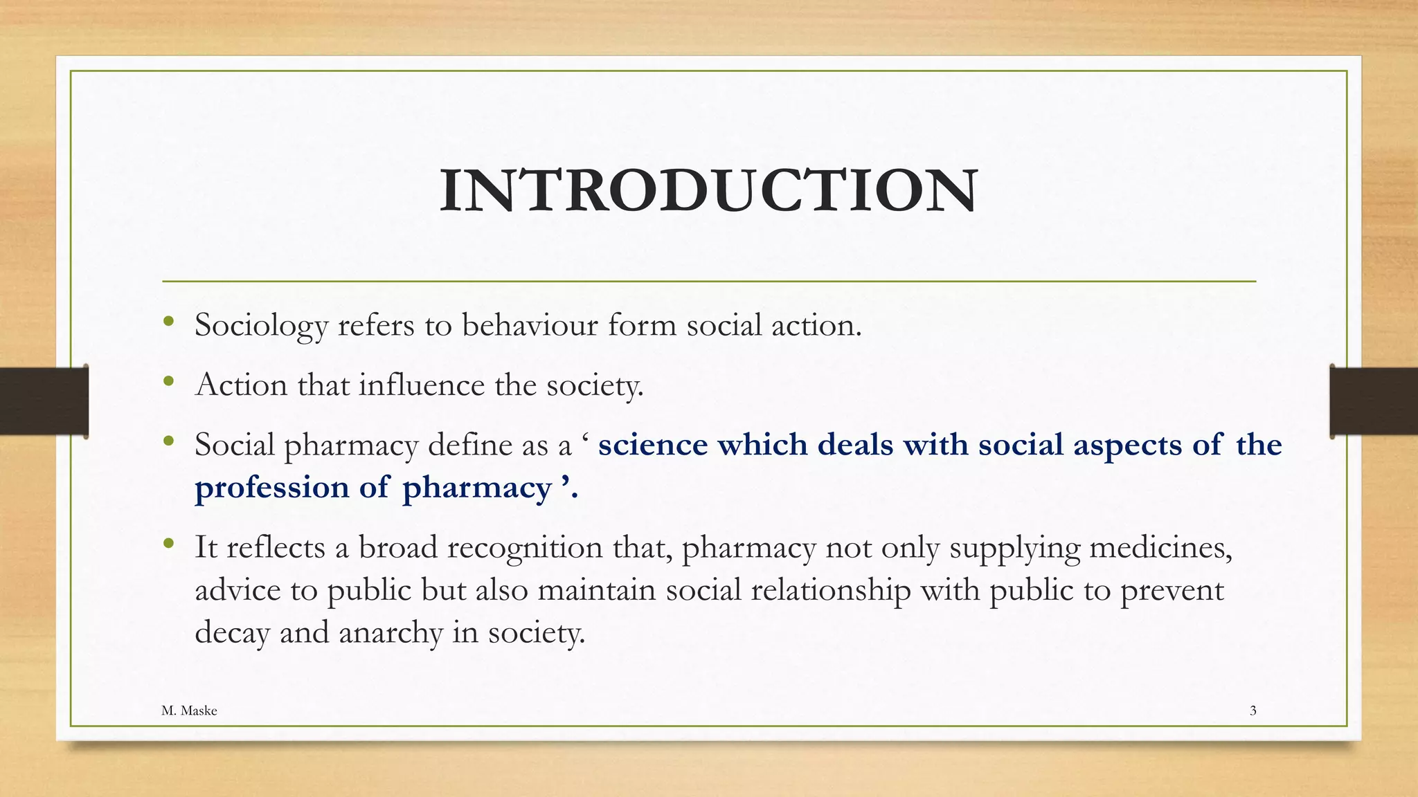 Introduction to Social Pharmacy (SP) | PDF