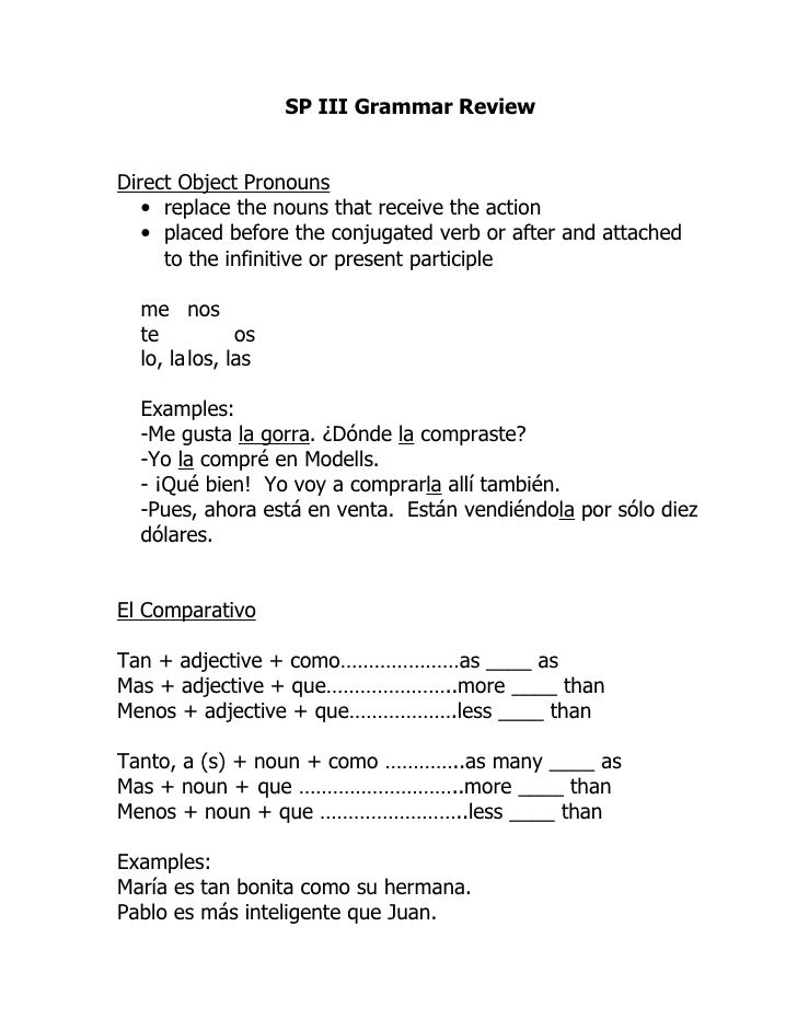 Spanish Grammar Review spanish-grammar-review