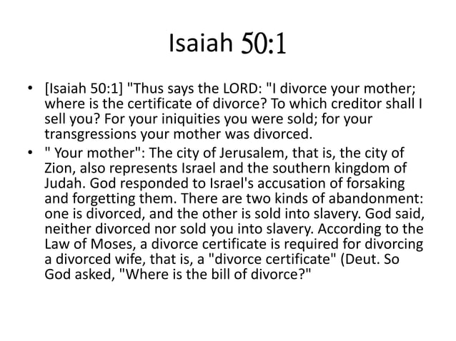 Commentary on Isaiah Chapter 50 content outline think about the problem ...