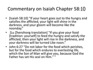 M18 Commentary on the fifty-eighth chapter of Isaiah content outline ...