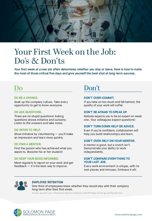 Your First Week on the Job: Do's & Don'ts - Job Search Infographics