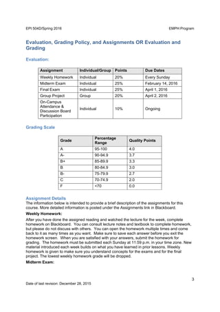 Epi 504 Spring 16 Syllabus | PDF