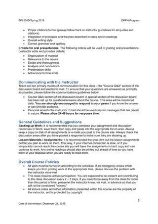 Epi 504 Spring 16 Syllabus | PDF