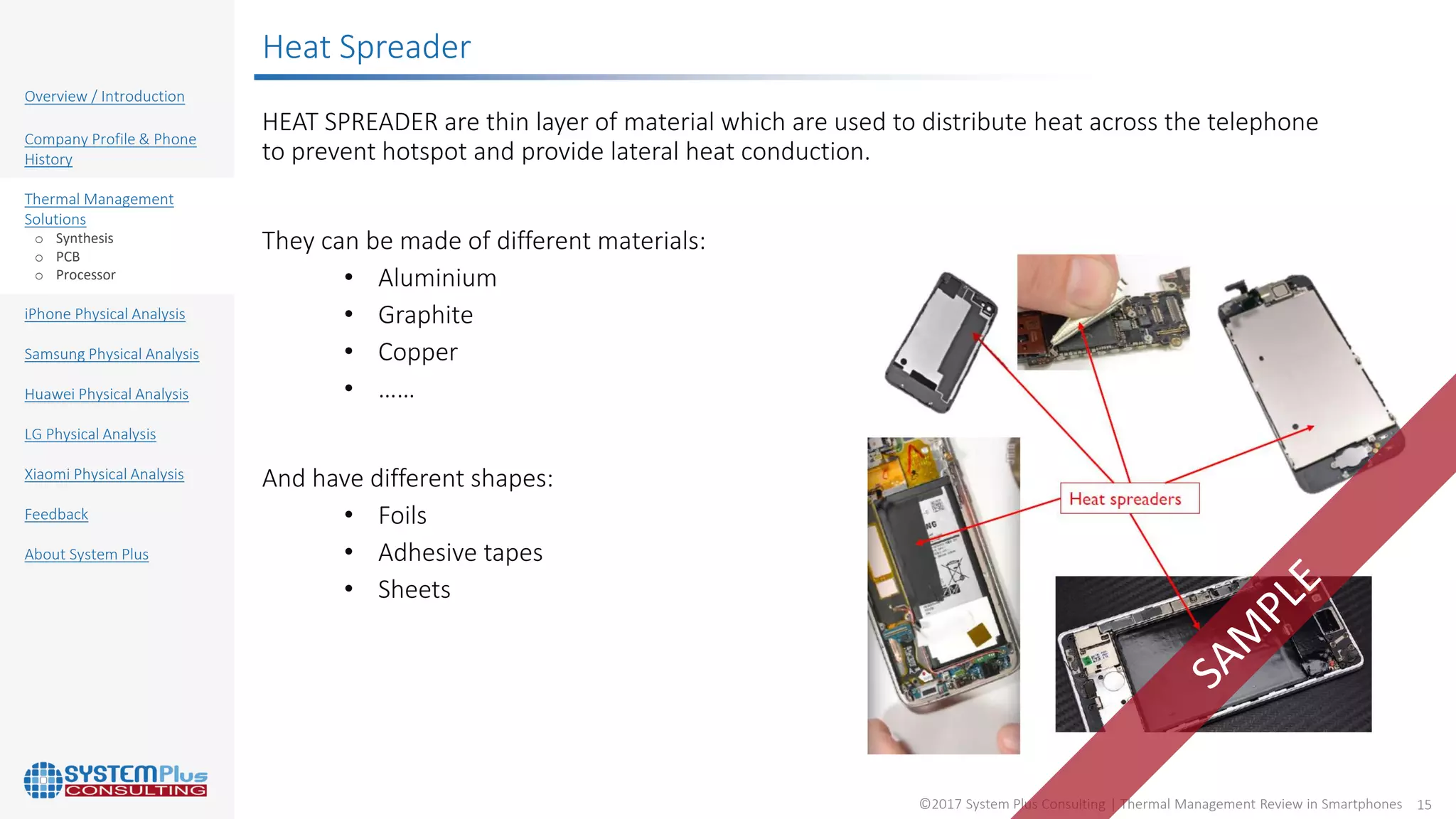 Thermal management smartphone overview 2017 teardown reverse costing ...