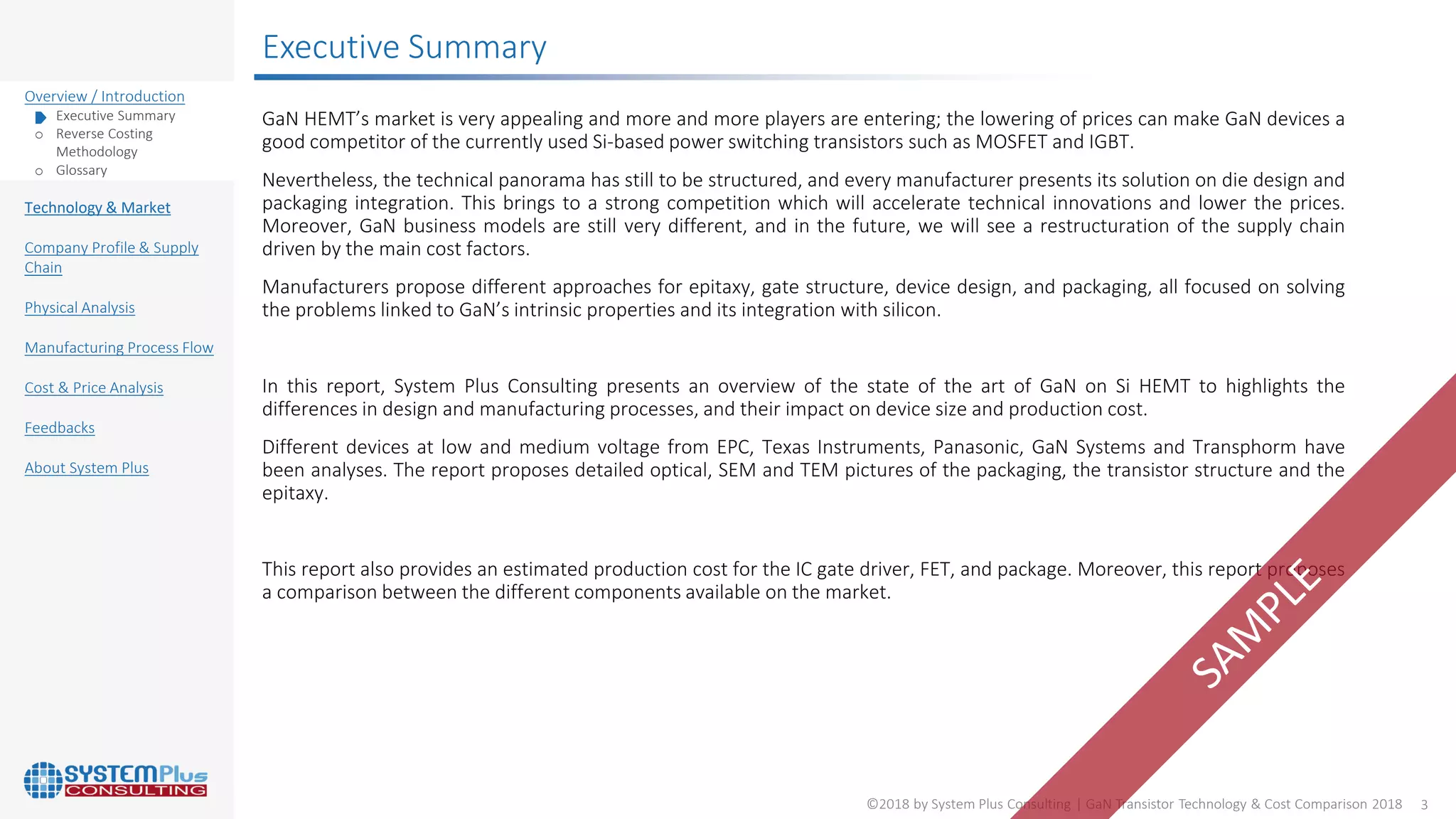 GaN-on-Silicon Transistor Comparison 2018 Structural, Process & Costing ...